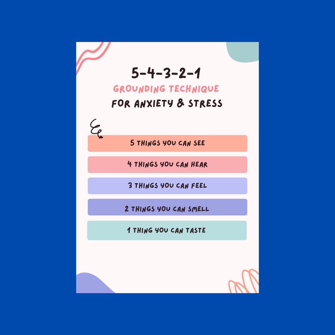 Grounding Techniques for Anxiety and Stress/ Printable Classroom Poster ...