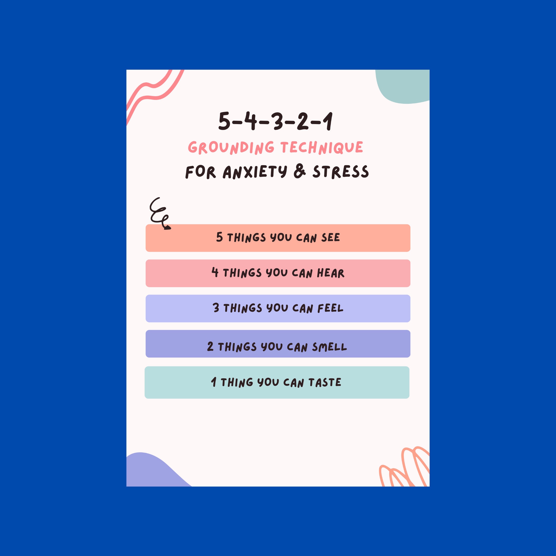 Grounding Techniques for Anxiety and Stress/ Printable Classroom Poster ...