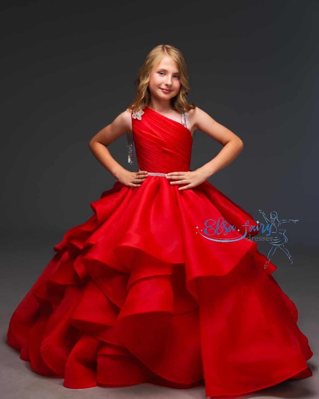 Red Pageant Gown With Detachable Wings: Handmade Tulle Flower Girl ...