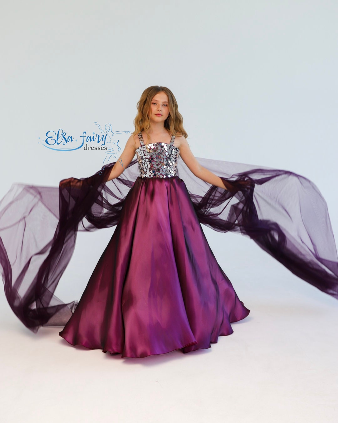 Purple Pageant Dress With Stoned Bodice, Flower Girl Dress, Long Formal ...