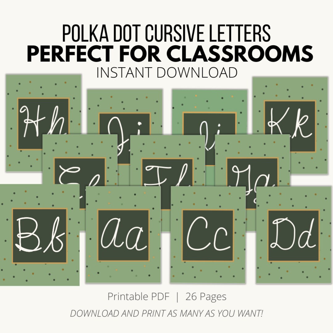 Polka Dot Cursive Letters - Etsy