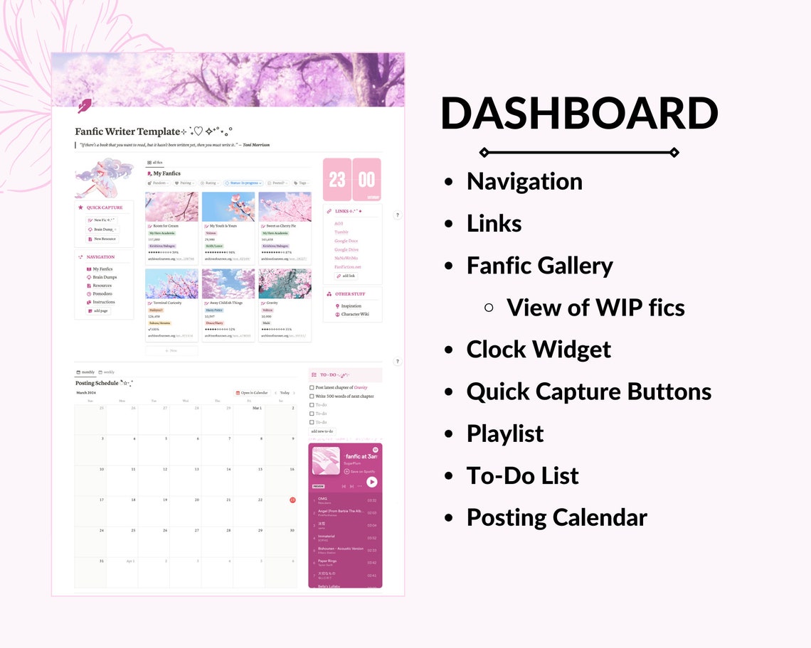 Fanfiction Writer Notion Template | Notion Template for Fanfic Writers ...