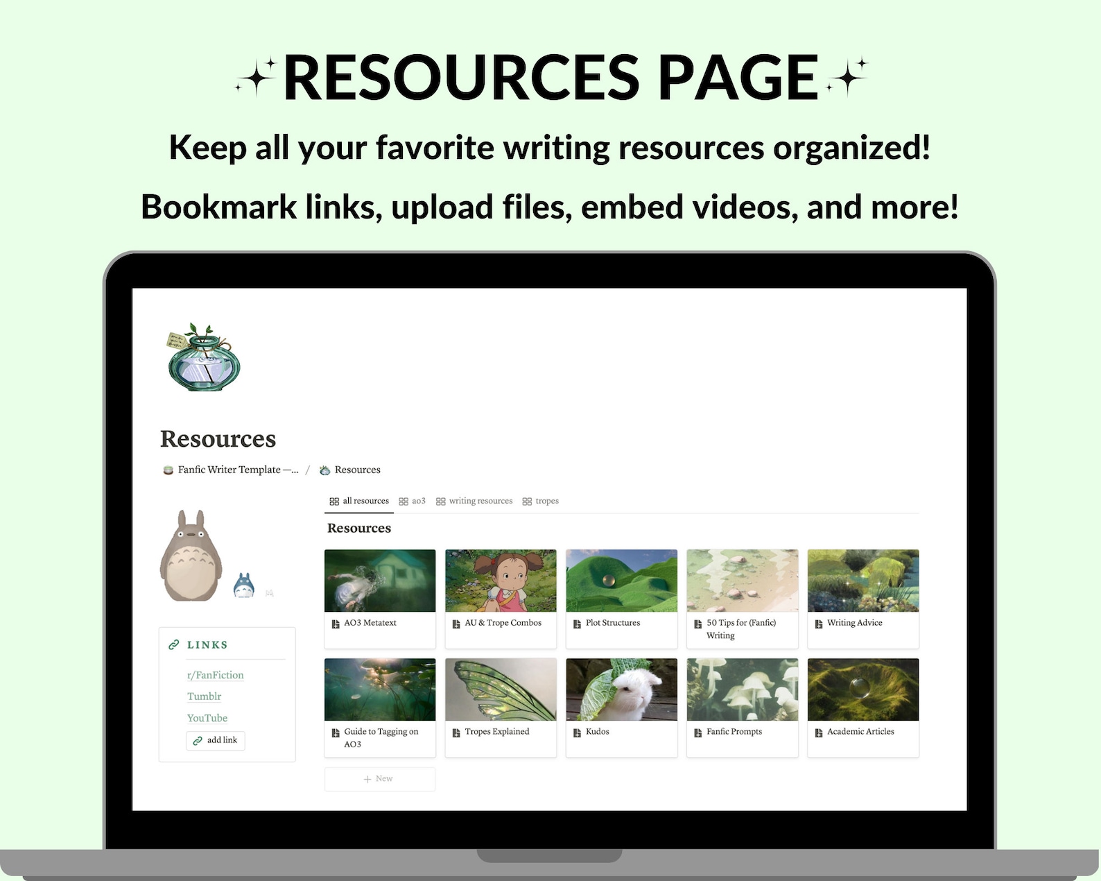 Fanfiction Writer Notion Template | Notion Template for Fanfic Writers ...