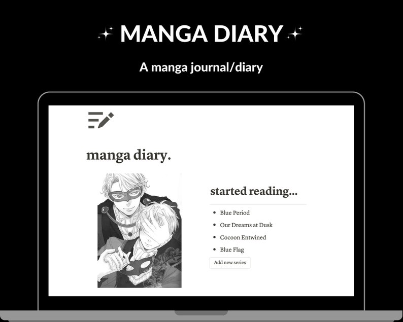Manga Tracker Notion Template | Monochrome Aesthetic Notion Template ...