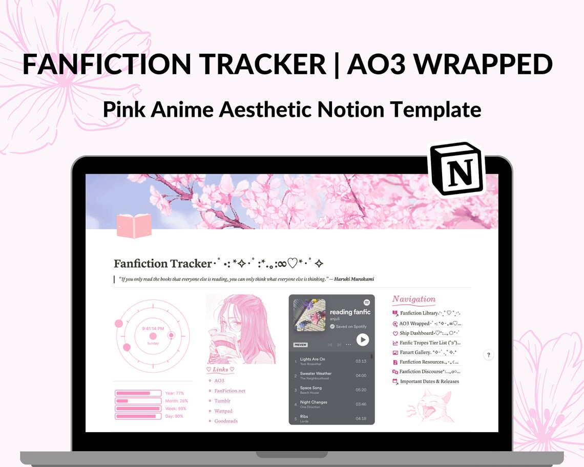 Fanfiction Tracker/ao3 Wrapped Notion Template | Fanfiction Library ...