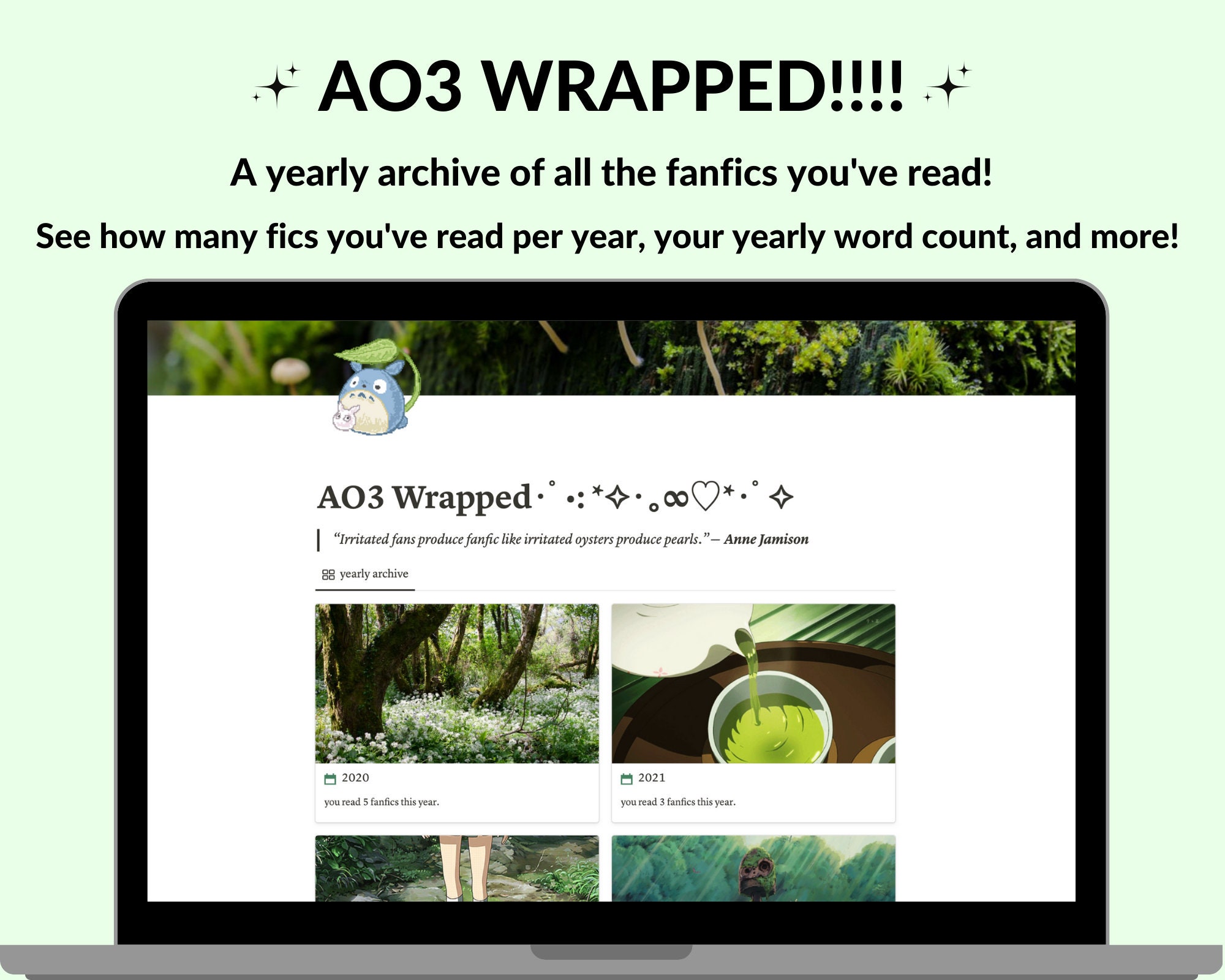 Fanfiction Tracker/ao3 Wrapped Notion Template | Fanfiction Library ...
