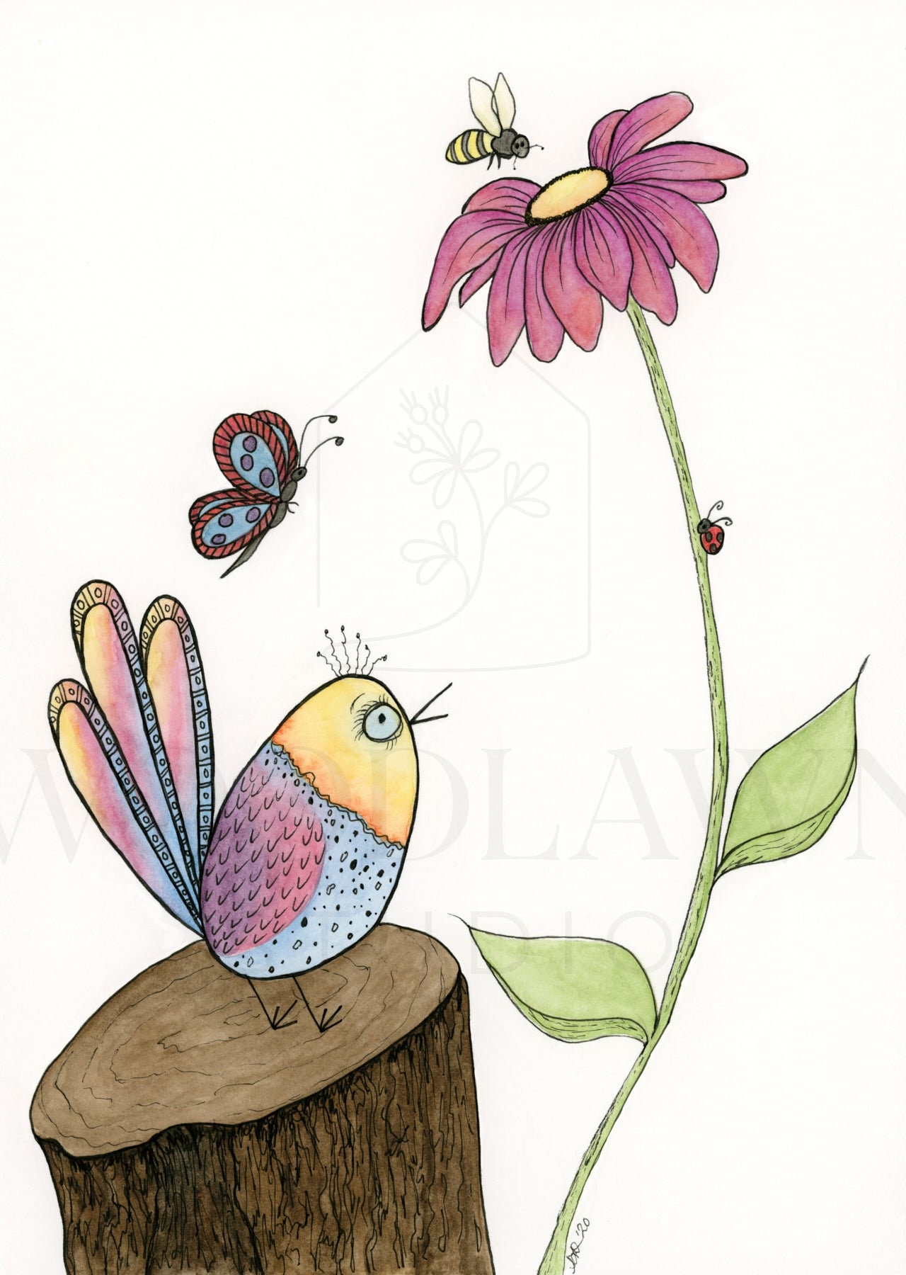 Happy Bird Original Artwork - Etsy