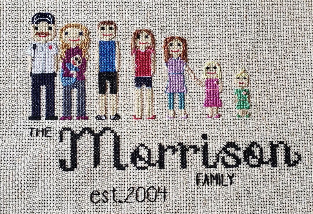 Personalized Cross Stitch Family Portrait - Etsy