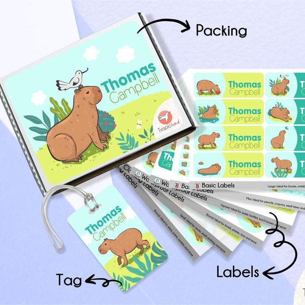 Capybara School Name Tags - Etsy