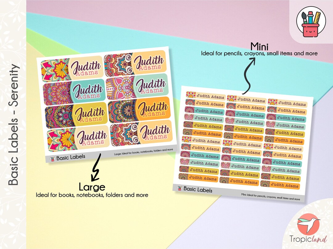 Serenity Basic Labels Mandalas - Etsy