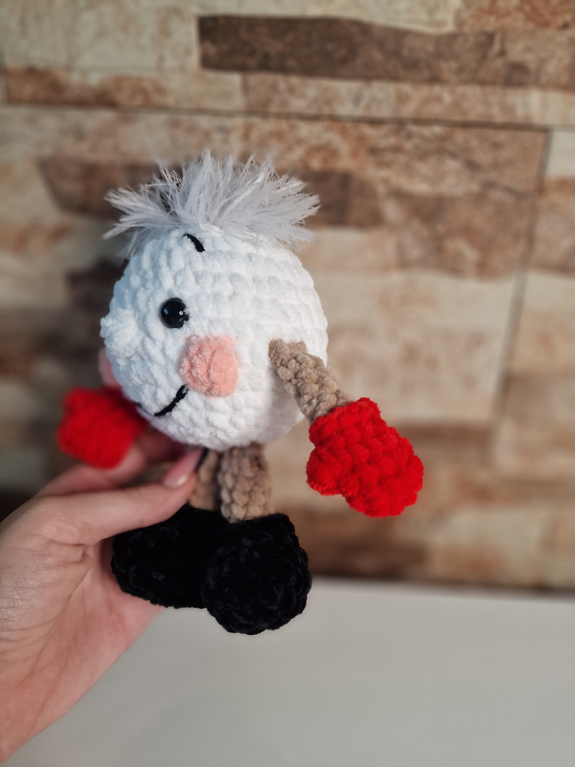 Christmas Toy Snowball Amigurumi Plush Toy Soft Hare Gift Crochet Hand ...