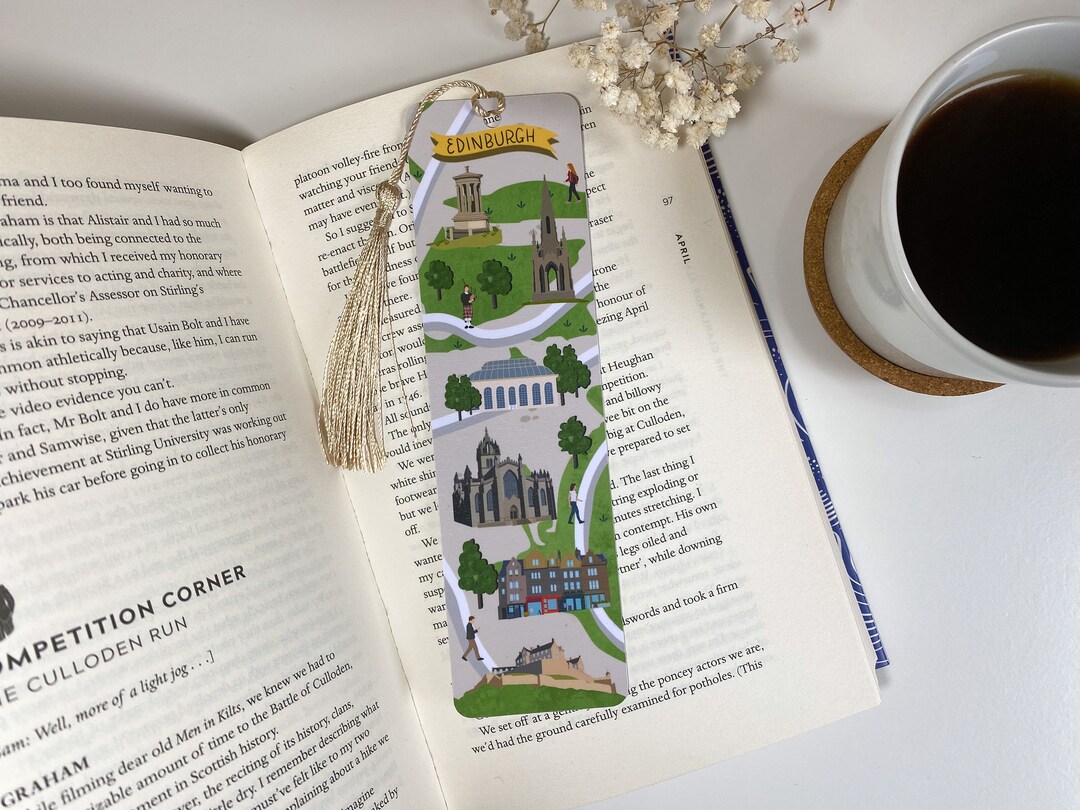 Illustrated Map Edinburgh Bookmark Handmade Book Lover - Etsy
