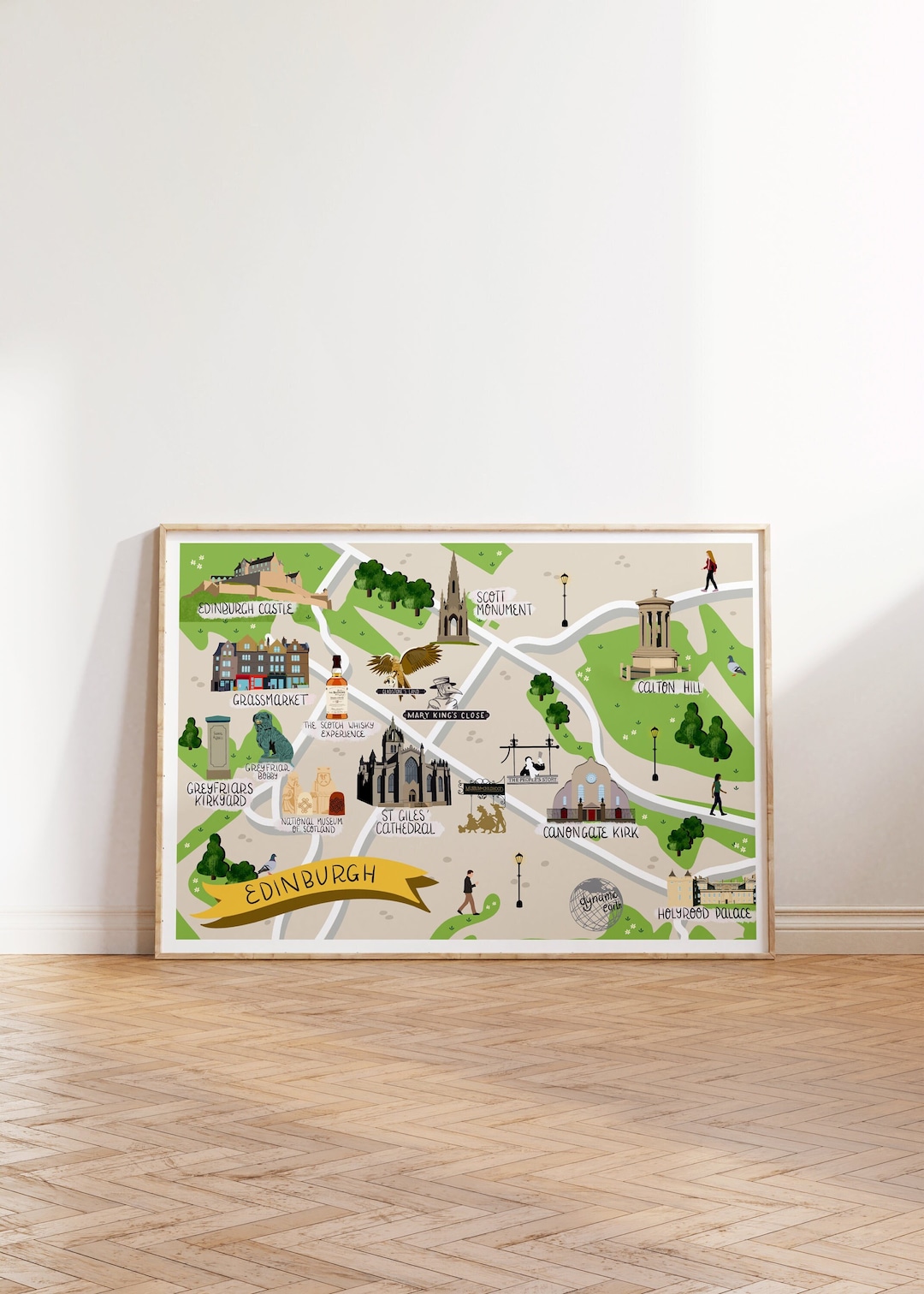 Edinburgh Map Illustrated Map of Edinburgh Edinburgh - Etsy