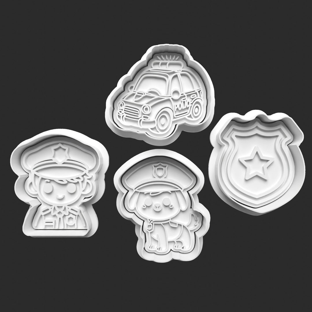 Police Cookie Cutter and Stamps Policeman/policewoman/k-9/badge 3d ...