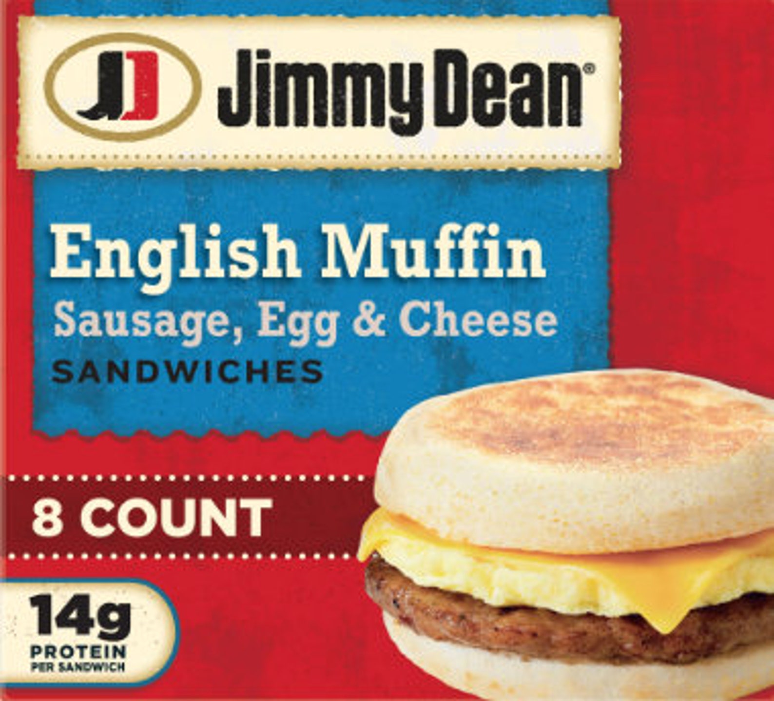 Jimmy Dean Sausage Egg & Cheese English Muffin Sandwich, 36.8 Oz, 8 ...