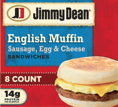 Jimmy Dean Sausage Egg & Cheese English Muffin Sandwich, 36.8 Oz, 8 ...