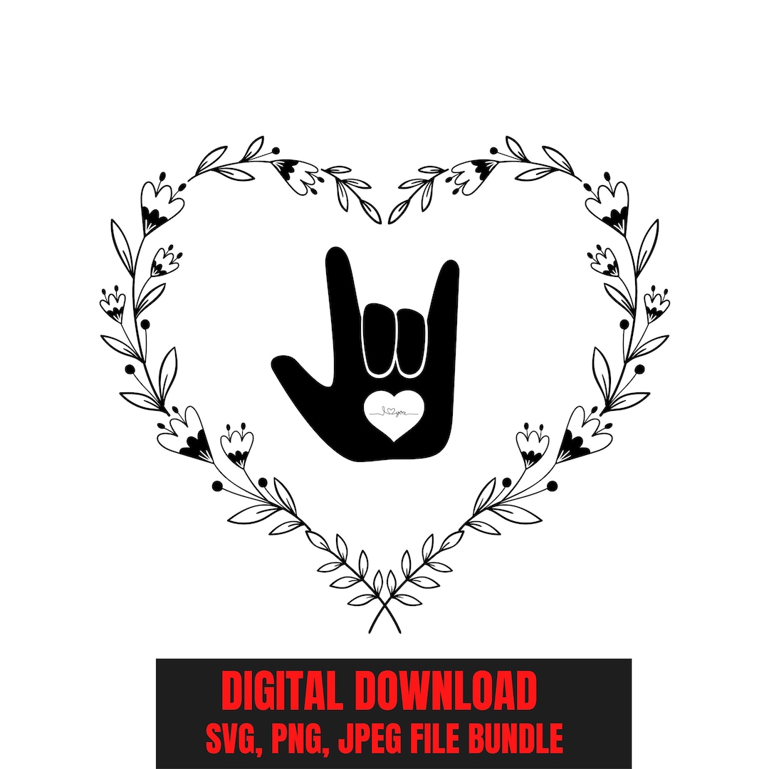 American Sign Language i LOVE You Heart Digital Design - Etsy