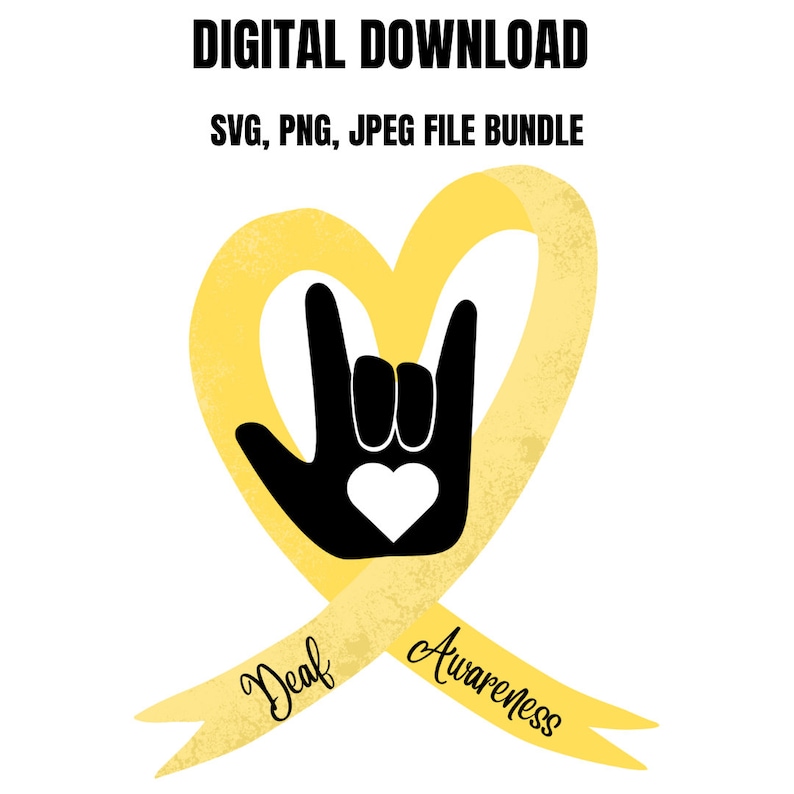 Yellow Ribbon Deaf Awareness Digital Download - SVG, PNG, JPEG Files - Etsy