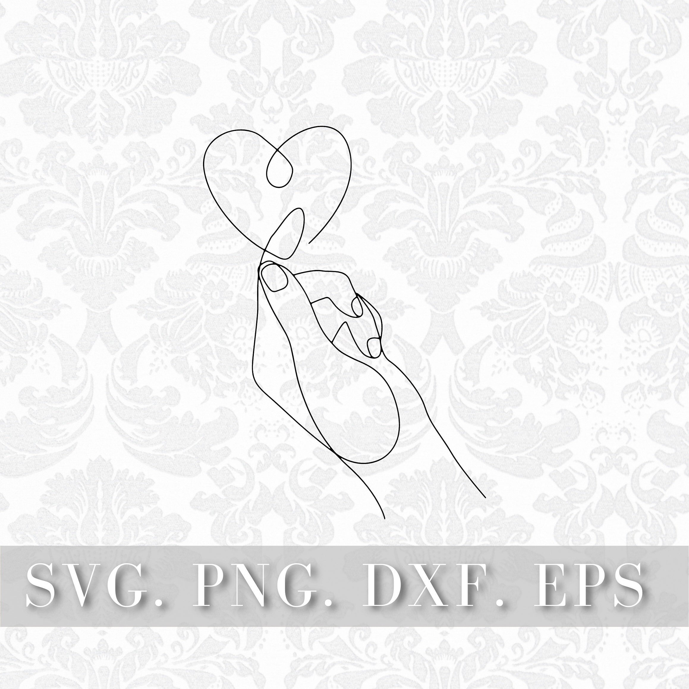 Line Art Hands Svg, Line Art Heart Svg, Heart Svg, Love Hand Design ...