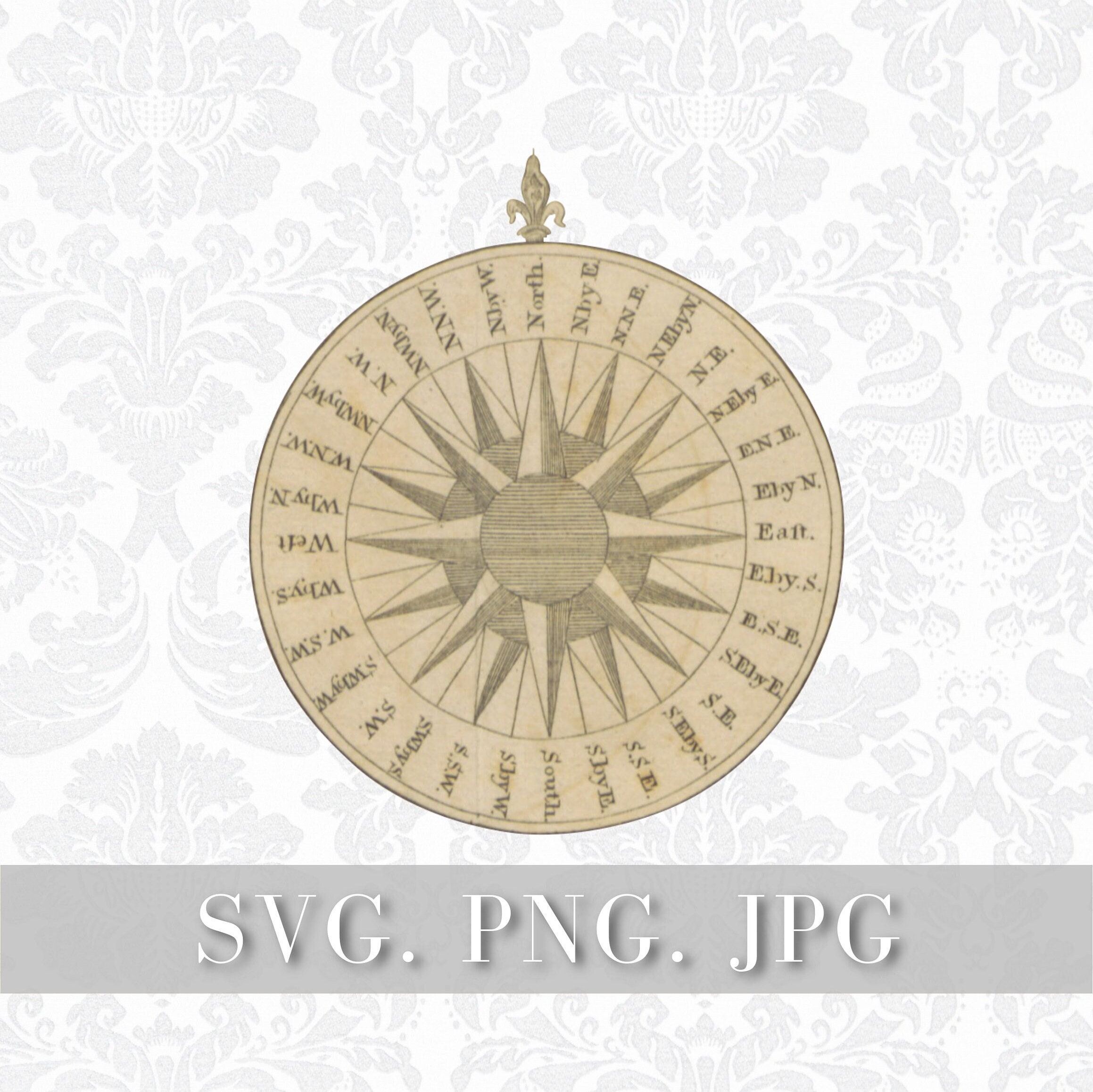 Compass Svg Compass Rose Svg Compass Clipart Svg Nautical - Etsy