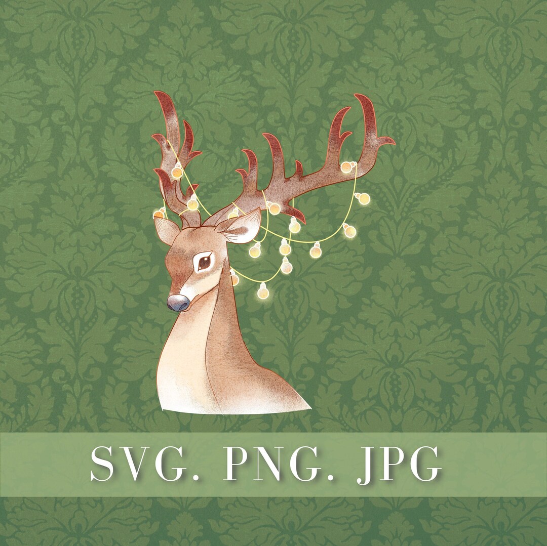 Reindeer With Christmas Lights Svg, Reindeer Svg, Rudolph Svg ...