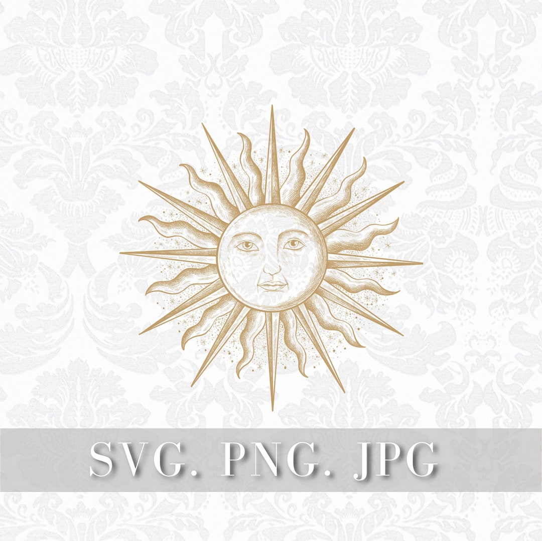 Celestial Sun Svg, Sun Svg/png/jpg, Retro Sun Svg, Sun Clipart, Vintage ...