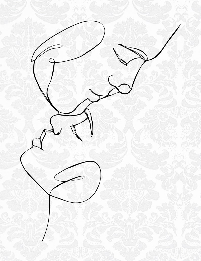 One Line Art Couple Faces Svg, Png, Dxf, Eps Drawing, Abstract Svg ...