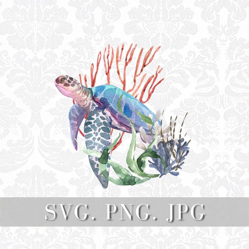 Turtle Svg File Sea Turtle Svg Watercolor Turtle Svg Sea - Etsy