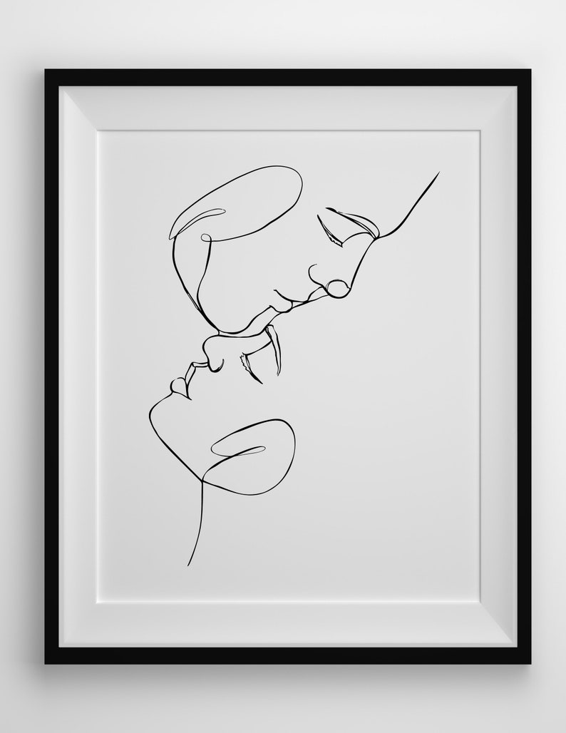 One Line Art Couple Faces Svg, Png, Dxf, Eps Drawing, Abstract Svg ...