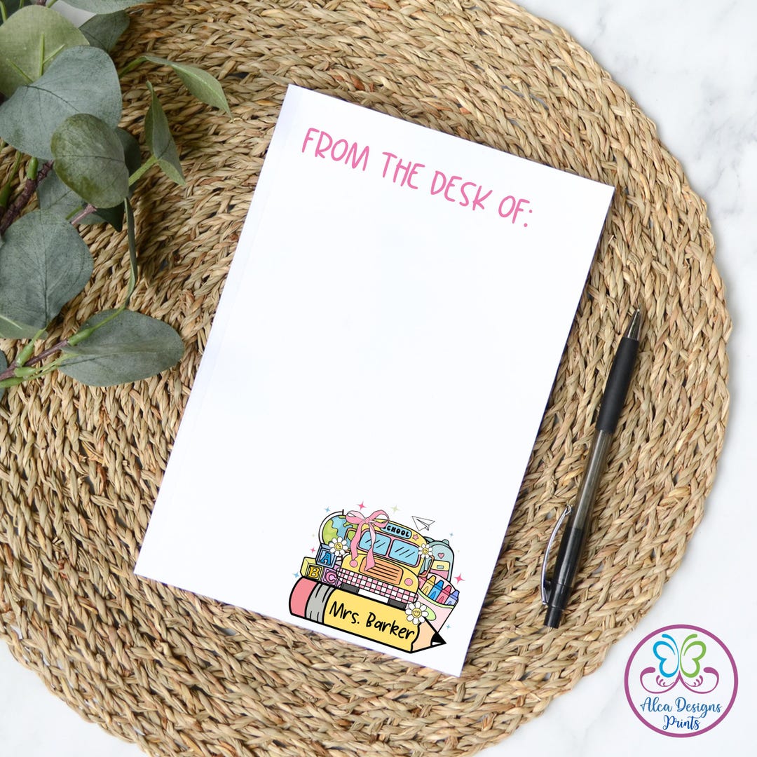 Custom Teacher Notepad: Personalized School Bus Design - Etsy