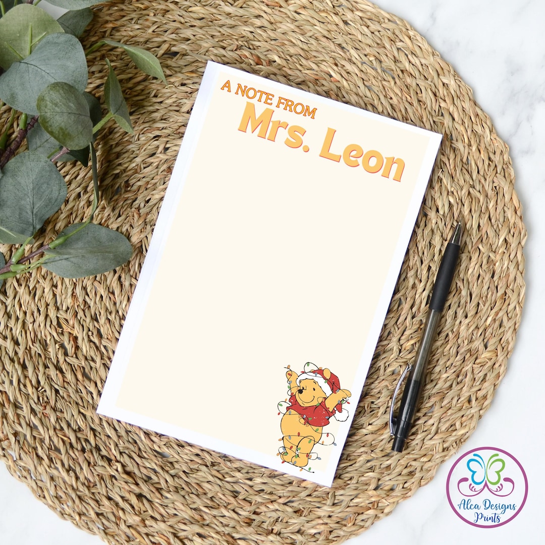 Winnie the Pooh Gift, Customizable Notepad, Back to School, End of Year ...