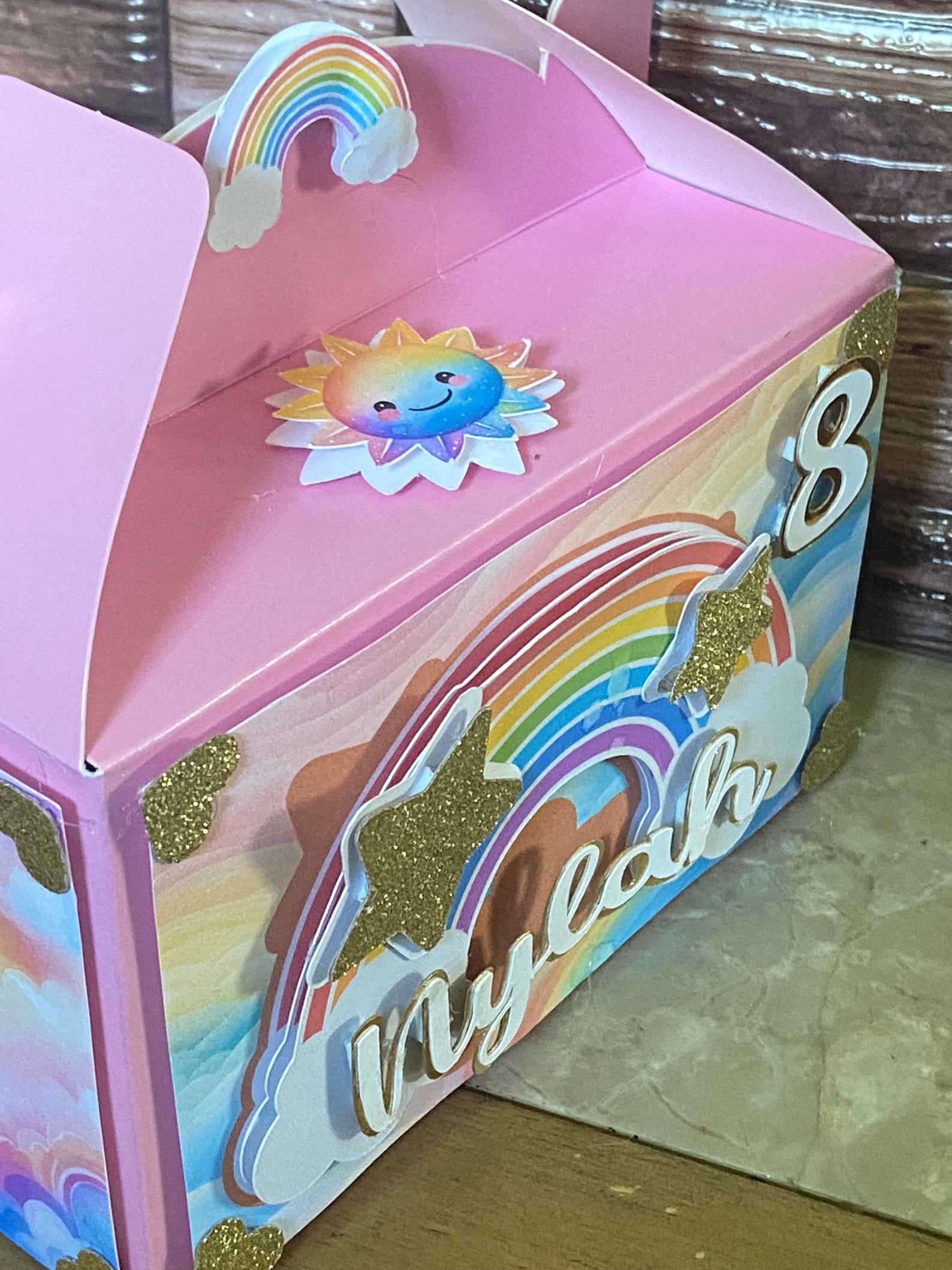 Rainbow Theme Gable Box/personalized Candy Box/ Name Box - Etsy