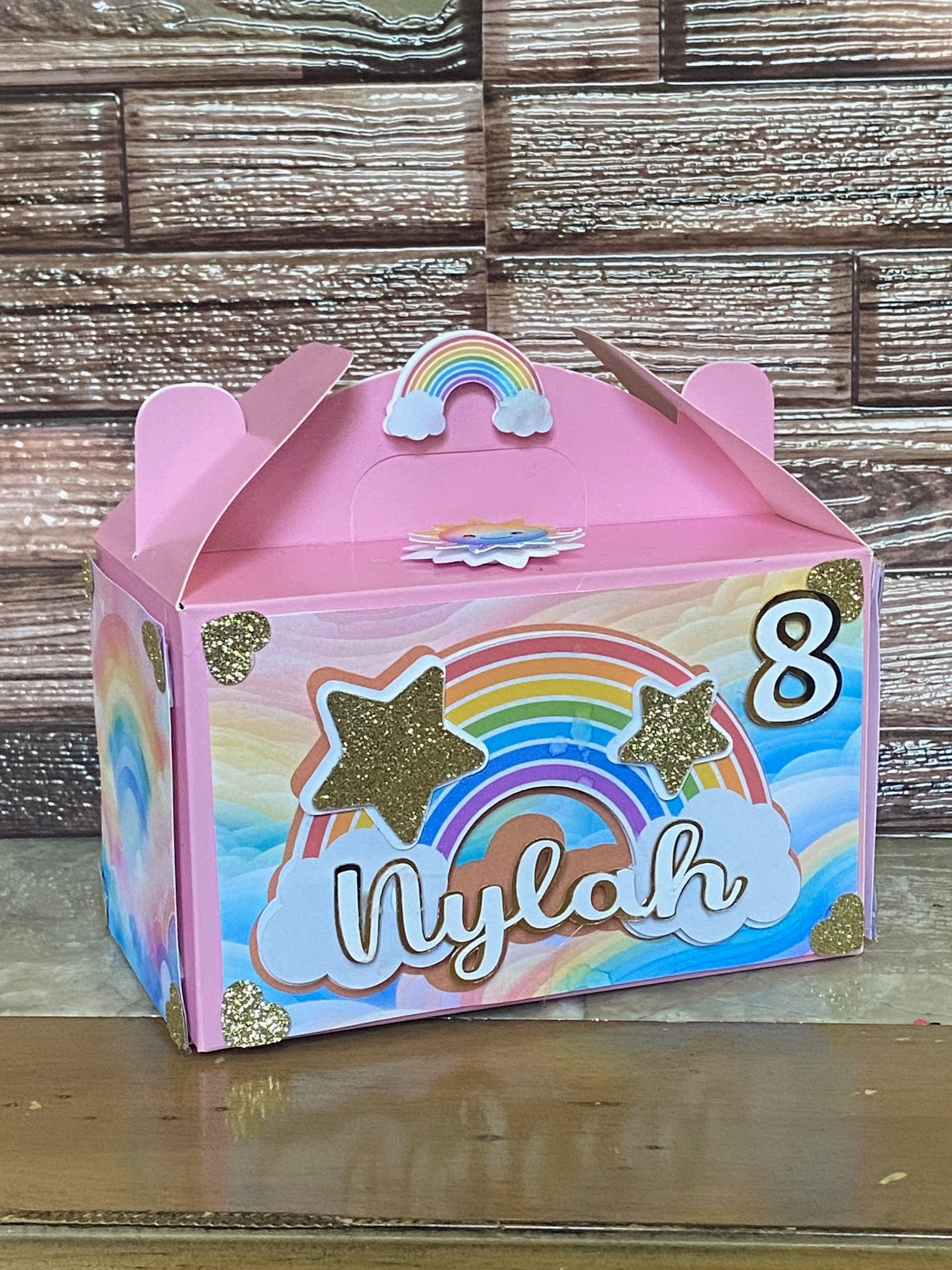 Rainbow Theme Gable Box/personalized Candy Box/ Name Box - Etsy