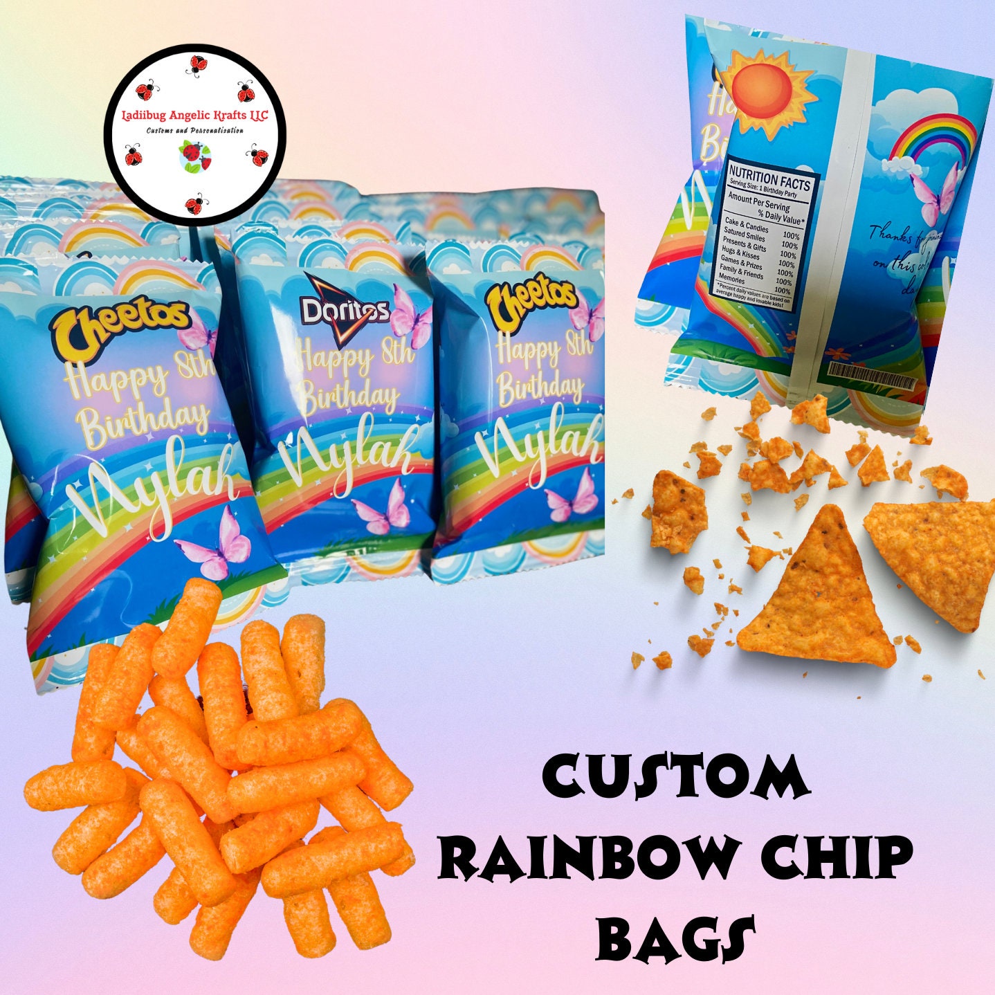 Custom Rainbow Chip Bag - Etsy