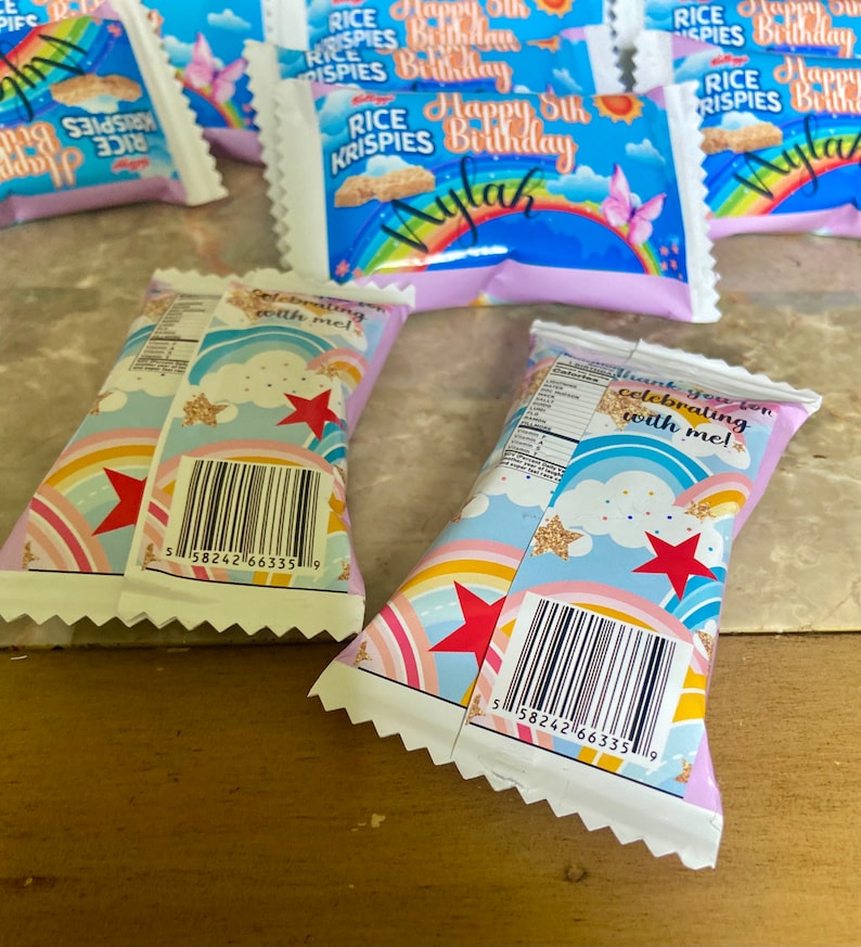 Personalized Rainbow Rice Krispie Treats, Birthday Party Favors - Etsy