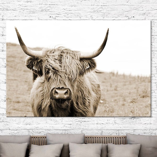Highland Cow in the Kitchen Print - Etsy