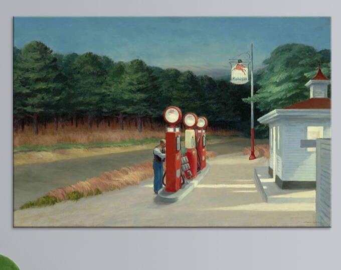 Edward Hopper "gas" Print on Canvas Room Decor American Wall Art Retro ...