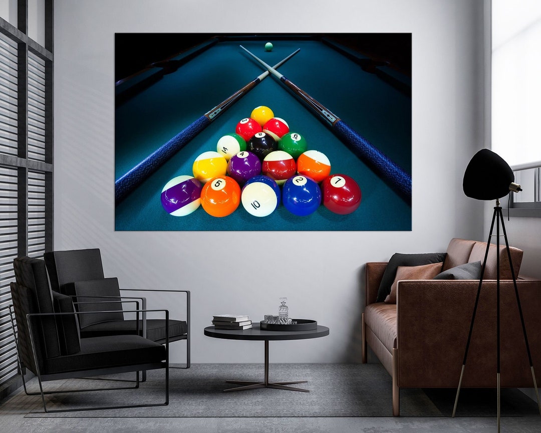 Pool Table Canvas Gift for Him Bar Decor Man Cave Decor Billiards Wall ...