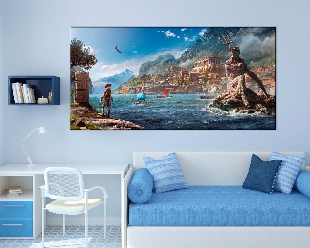 Nursery Wall Decor Odyssey Poseidon Canvas Print Extra Large Wall Art ...