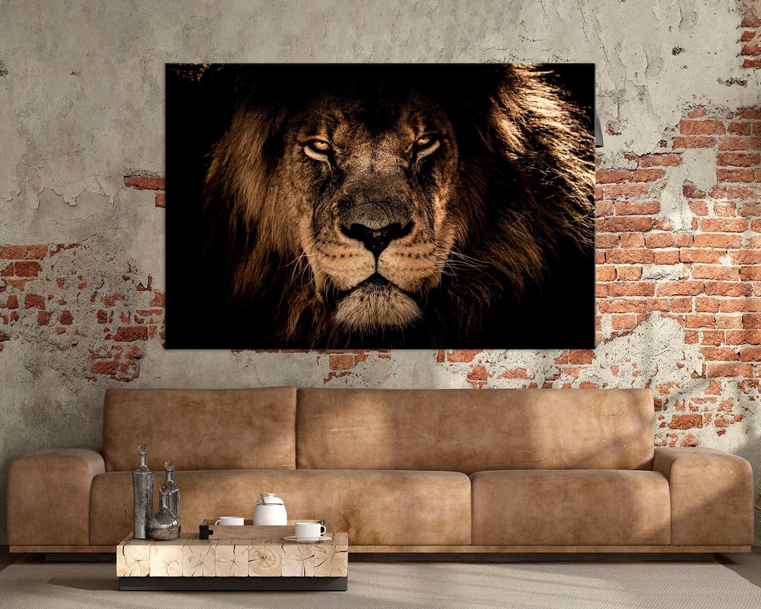 Lion Head Wall Art Print Office Gym Decor Oversized Wall Art Strong ...
