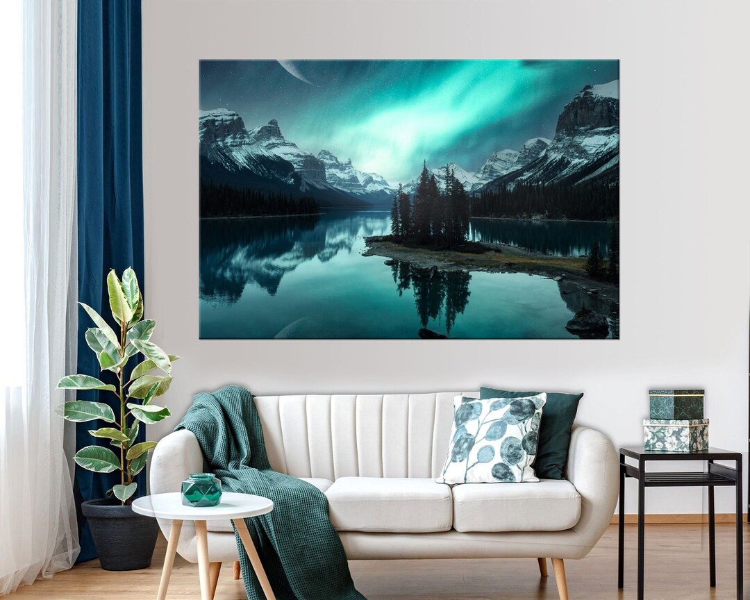 Northern Lights Photography Print on Canvas Aurora Borealis Over ...