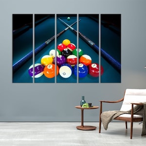 Pool Table Canvas Gift for Him Bar Decor Man Cave Decor Billiards Wall ...