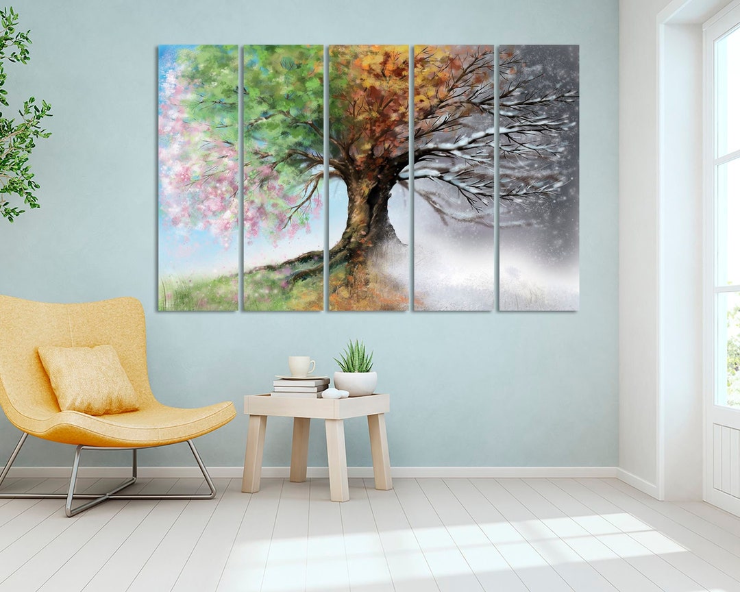 Four Season Tree Canvas Wall Art Room Decor Wall Art Set Farmhouse ...