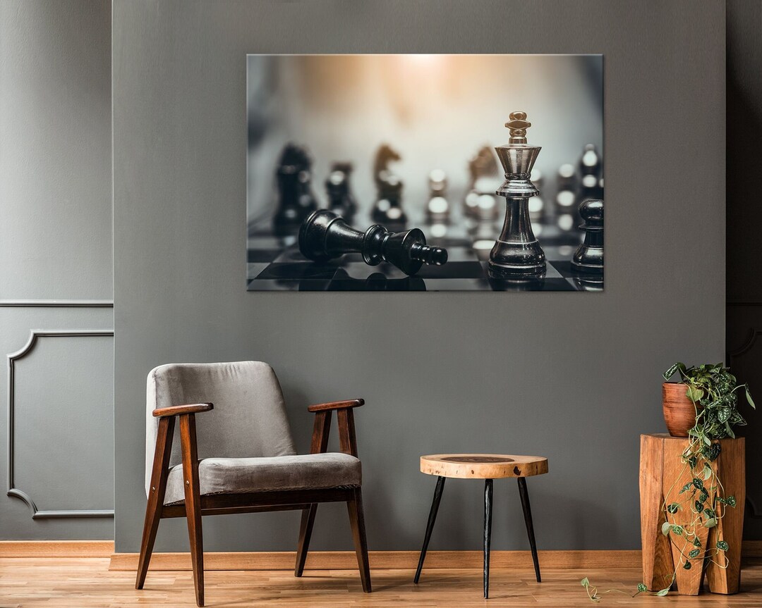 Chess Wall Art - Chess Piece Photography Print on Canvas, Room Decor ...