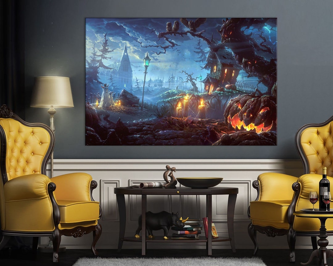 Halloween Wall Decor Witches' Lair Print on Canvas Extra Large Wall Art ...