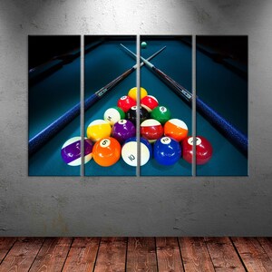 Pool Table Canvas Gift for Him Bar Decor Man Cave Decor Billiards Wall ...