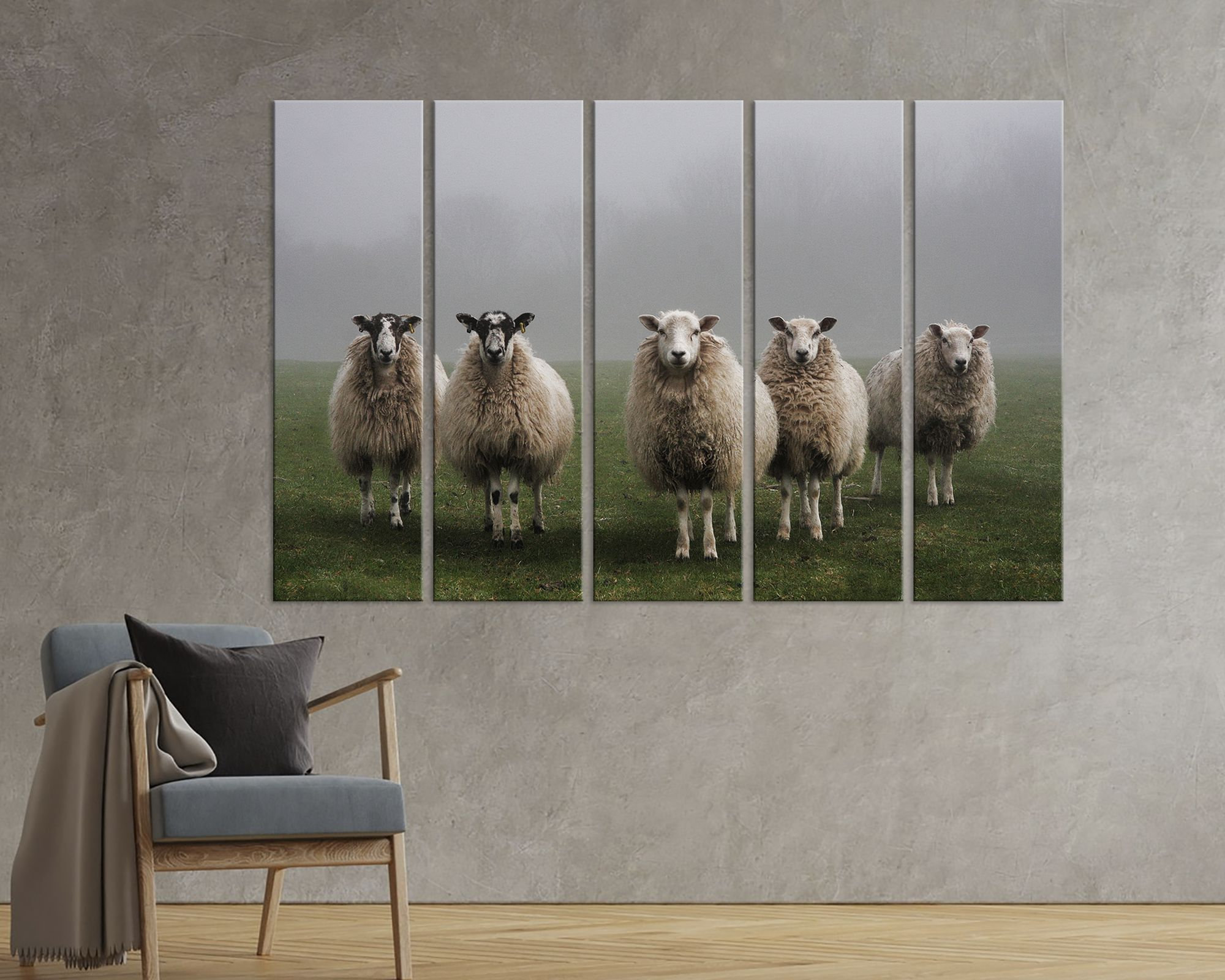 Five Sheep Canvas Wall Art Animal Prints Photography Wall - Etsy