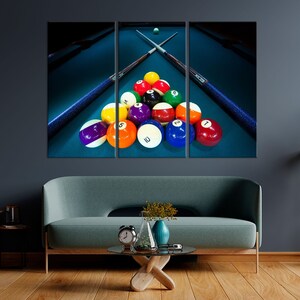 Pool Table Canvas Gift for Him Bar Decor Man Cave Decor Billiards Wall ...