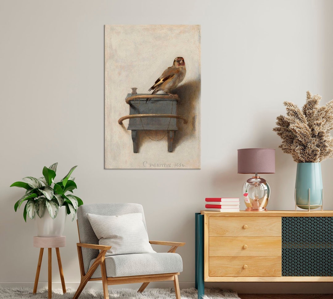 The Goldfinch by Carel Fabritius Print on Canvas Living Room Decor ...