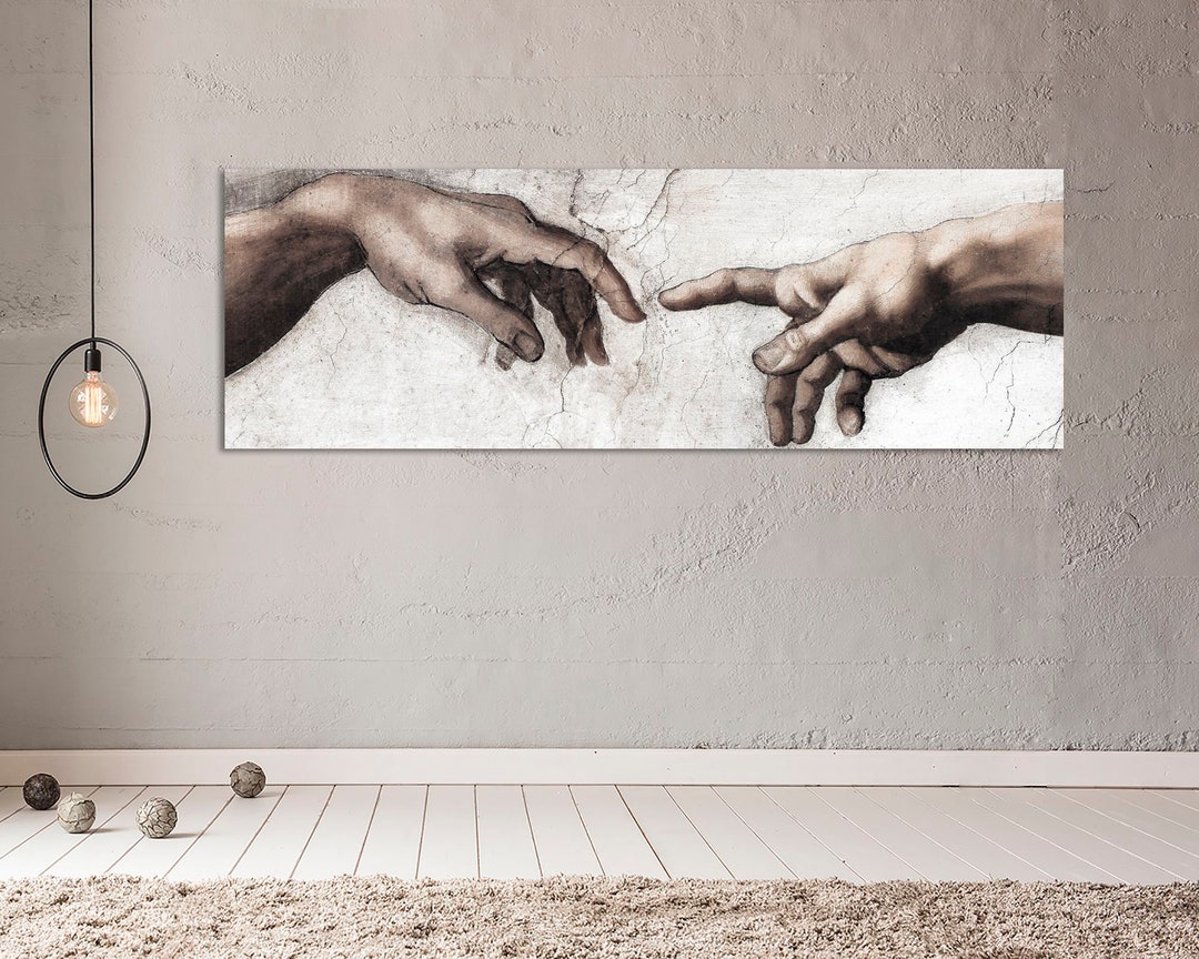 Michelangelo "creation of Adam" Large Print on Canvas Reproduction Wall ...